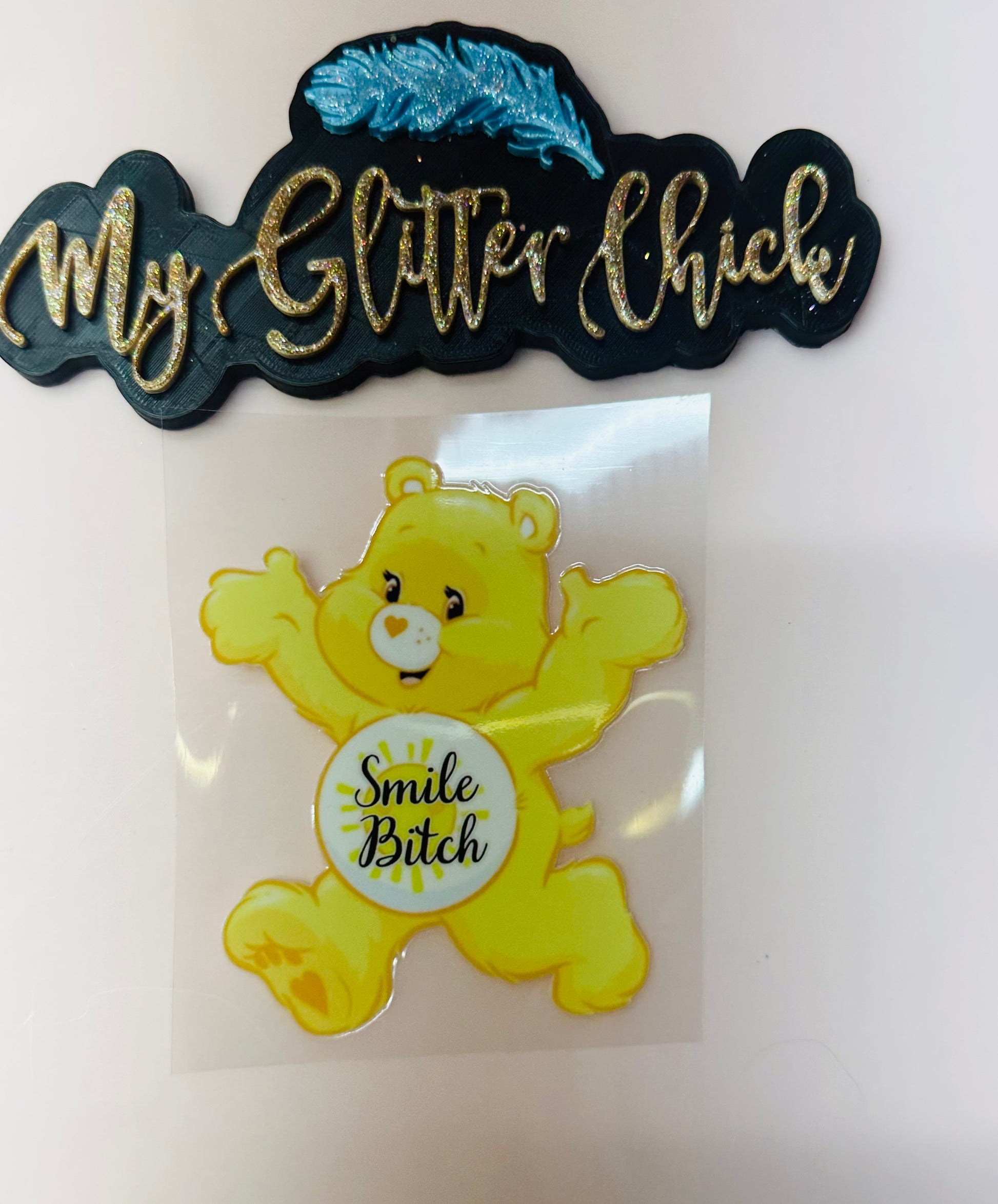 Smile B*tch Bear UV DTF Sticker – My Glitter Chick